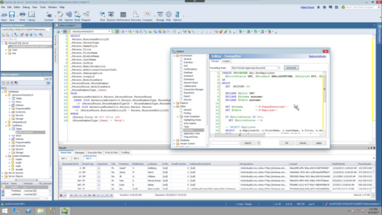Advanced Code Formatting In Toad For Sql Server Video