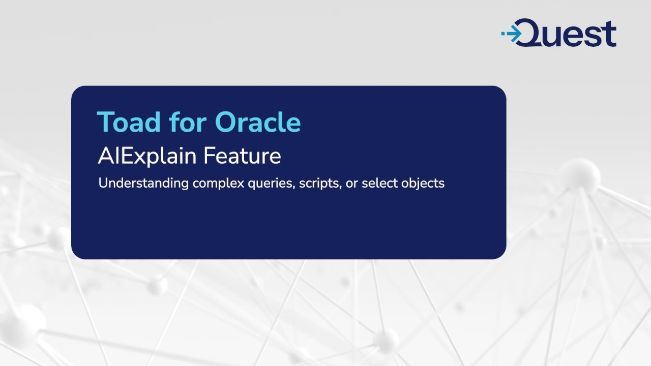 AIExplain feature in Toad for Oracle