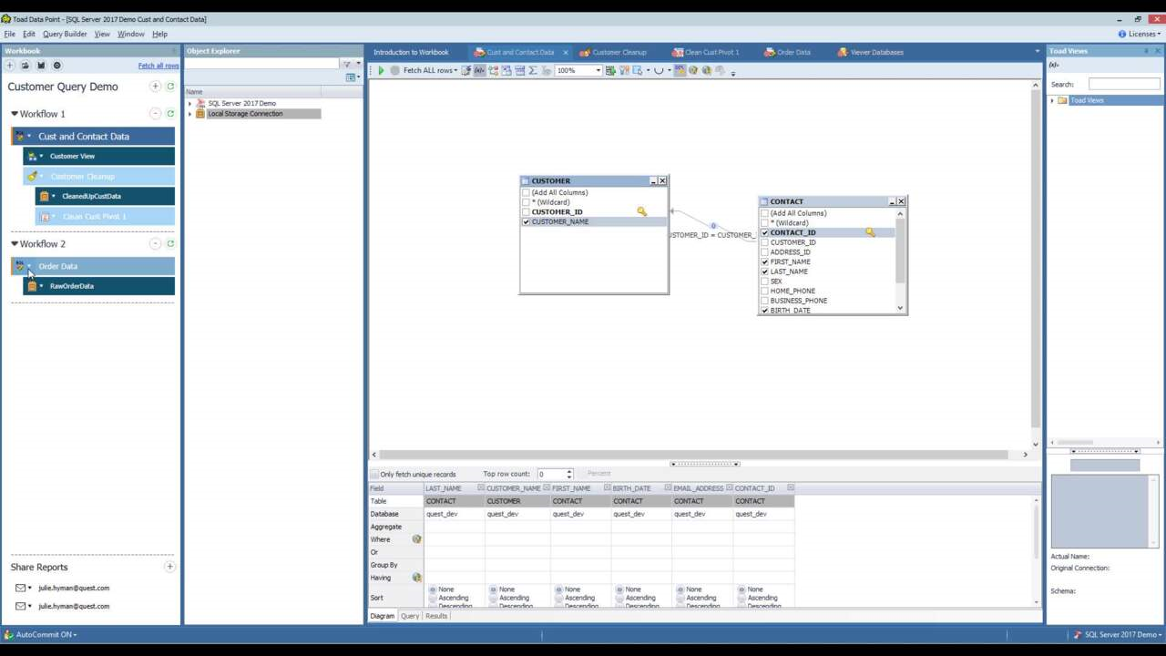 Combining Workflow Data with Toad View for Toad Data Point Combining Workflow Data with Toad View for Toad Data Point