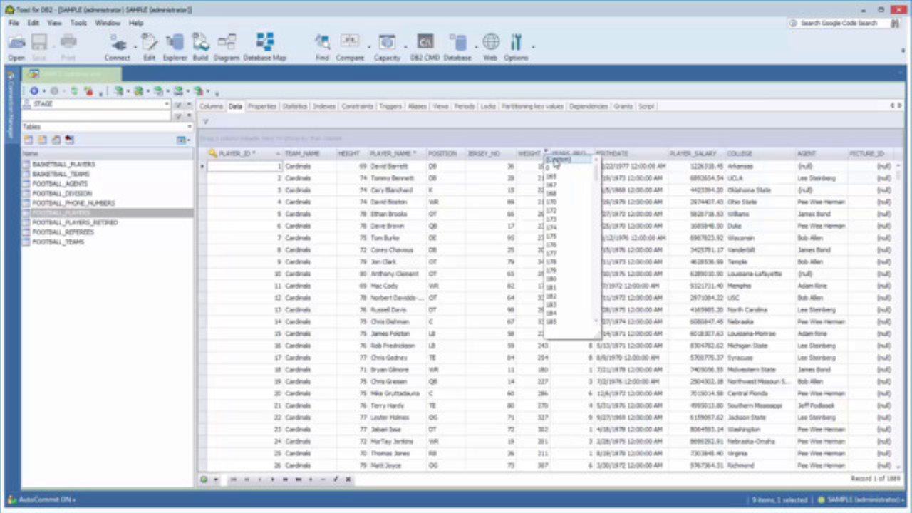 Getting started with Toad for DB2: Chapter 6 - Tables and Data Grids Getting started with Toad for DB2: Chapter 6 - Tables and Data Grids