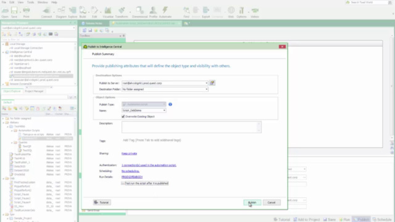 Run and manage automation scripts in Toad Intelligence Central video