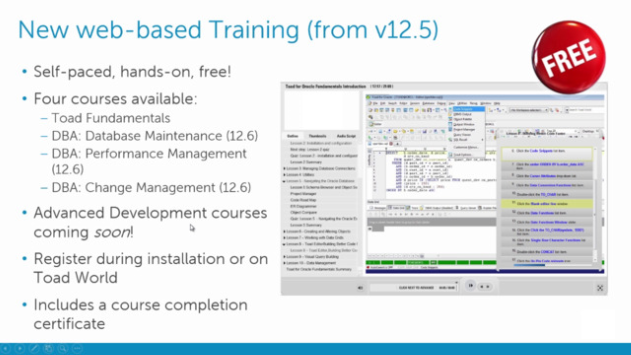 Benefits provided by Toad for Oracle Xpert Edition video overview